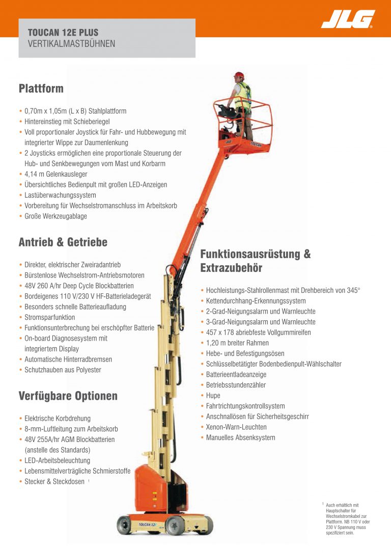 Vertikalmastbühne Toucan 12E Plus